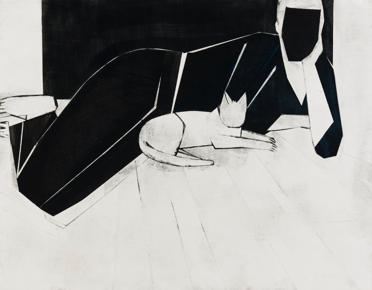Untitled (lying figure, white cat) - Artwork | GalleriesNow