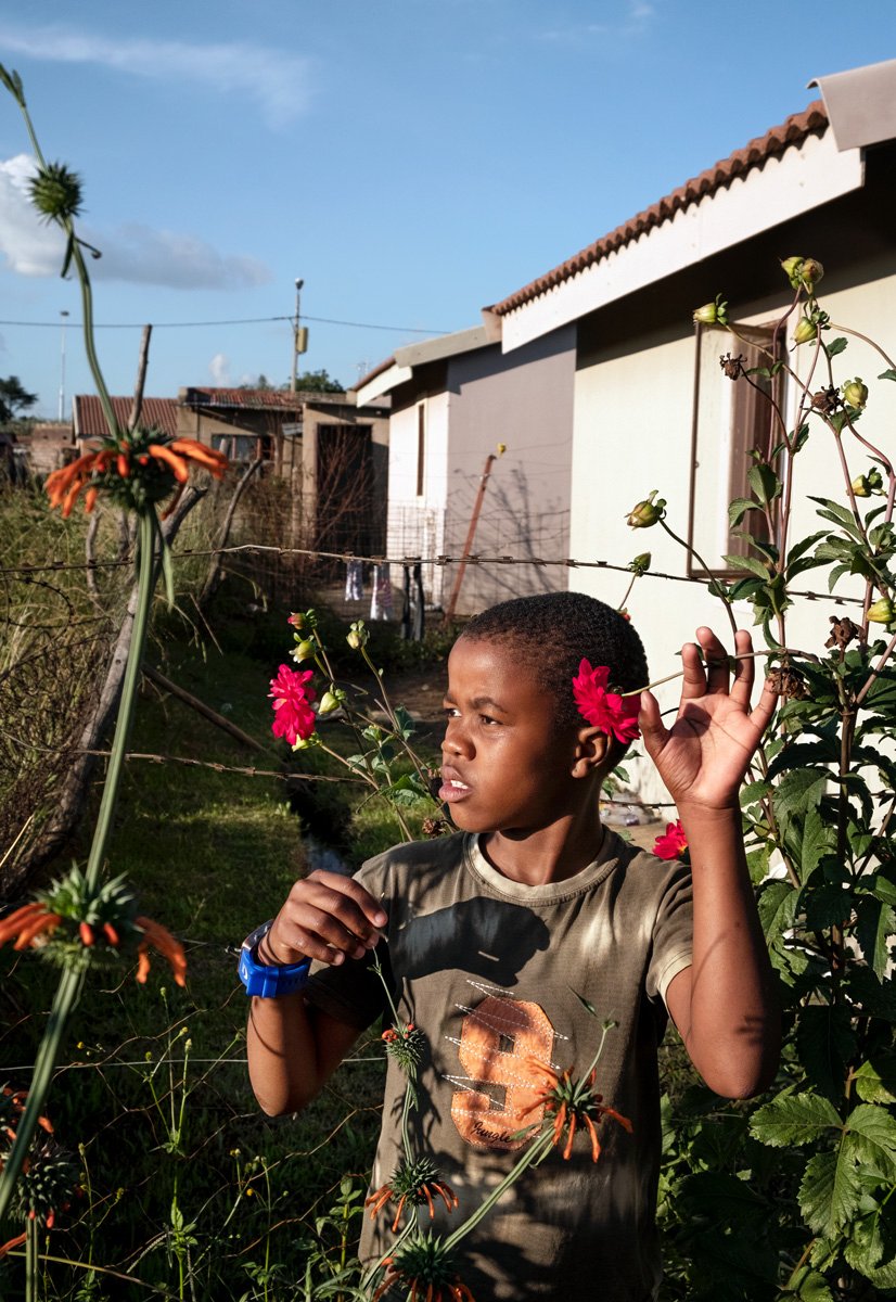 Yonelisa Samela in his grandmother's garden during South Africa's first ...