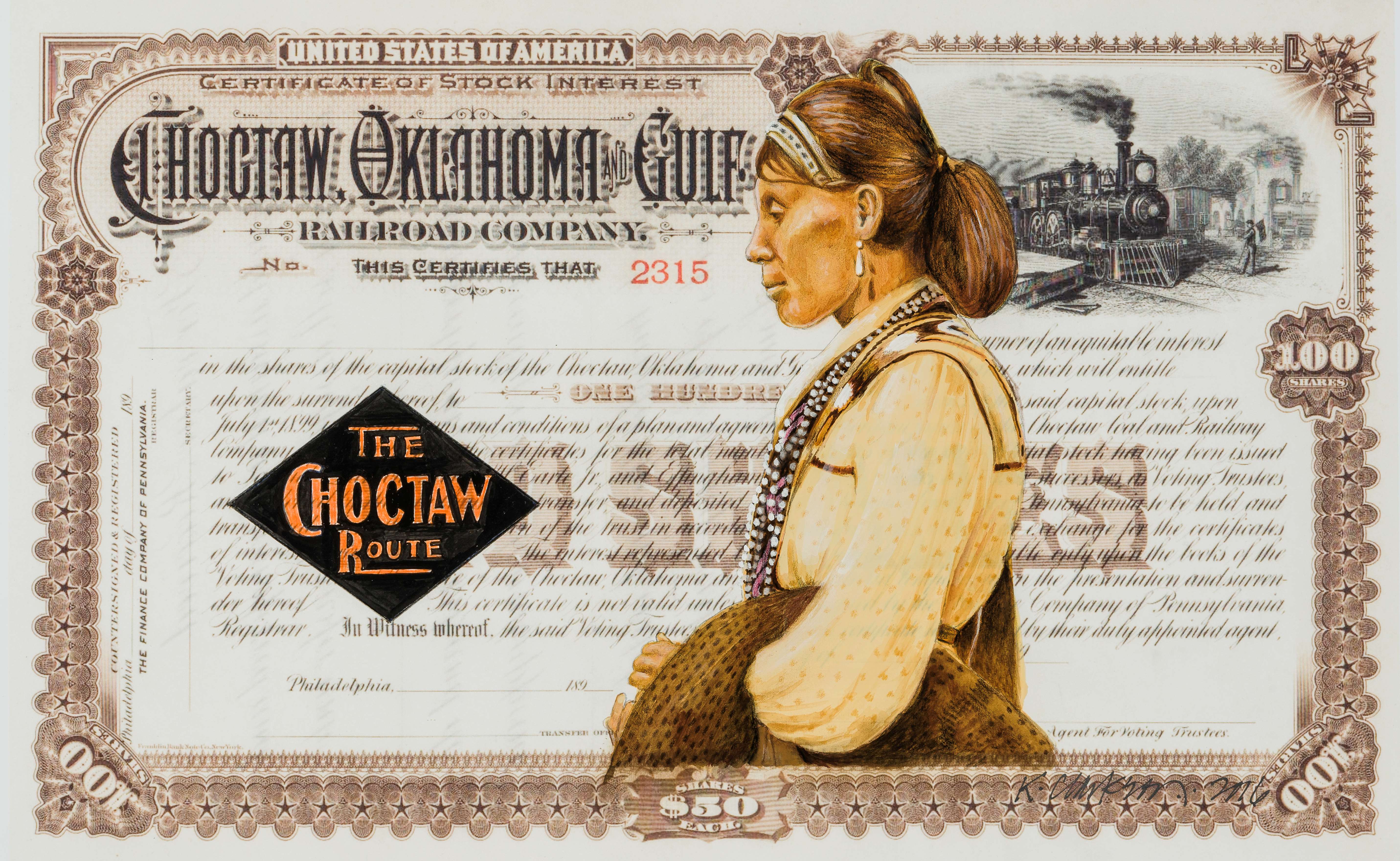 Choctaw Railroad Certificate (The Choctaw Route), from the series A ...